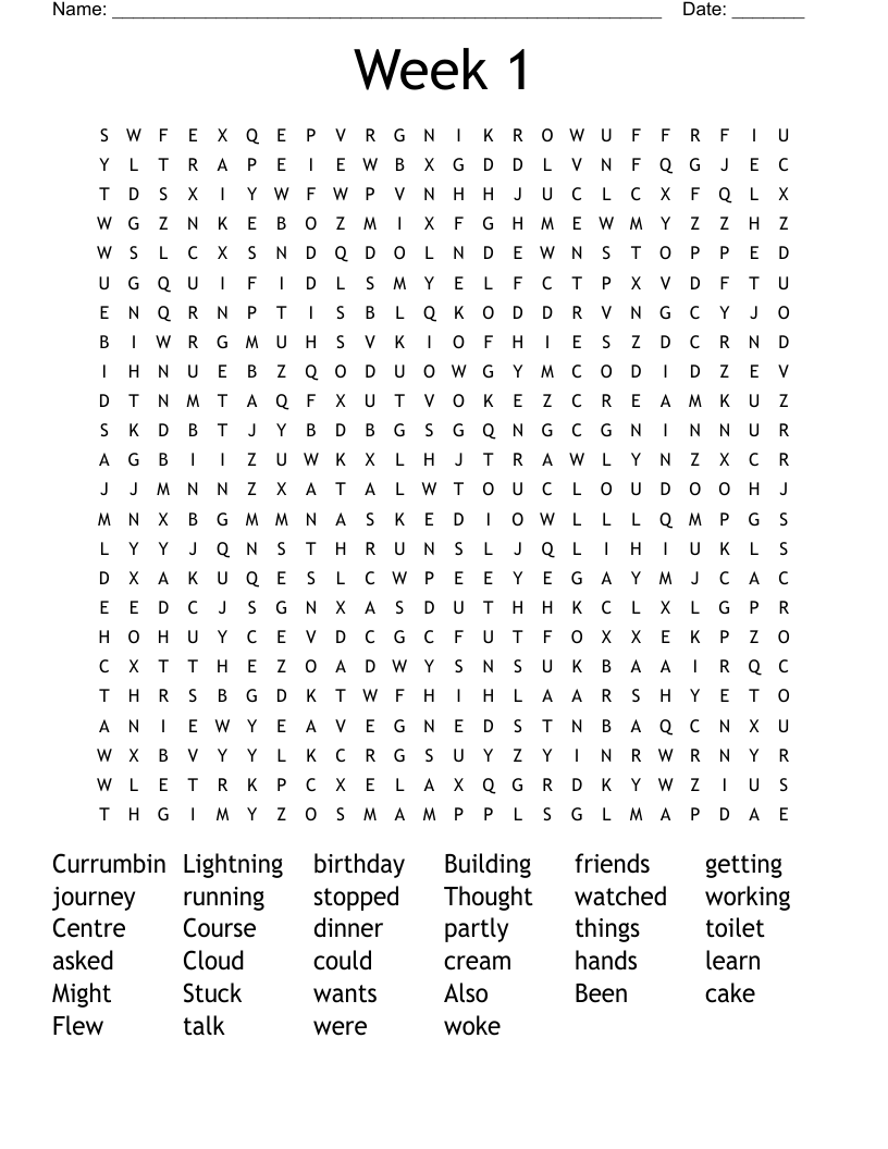 Week 1 Word Search WordMint