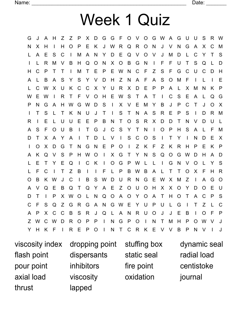 Week 1 Quiz Word Search - WordMint