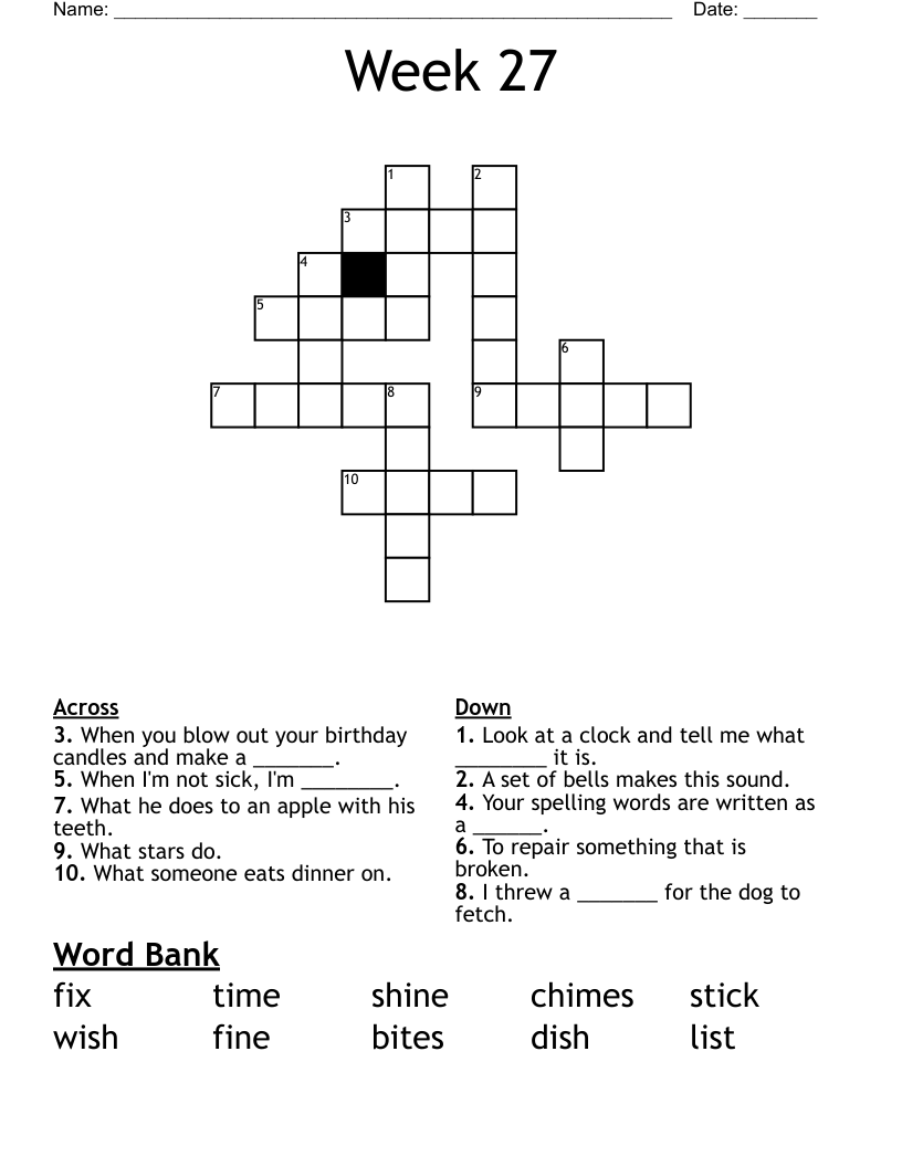 Week 27 Crossword Wordmint