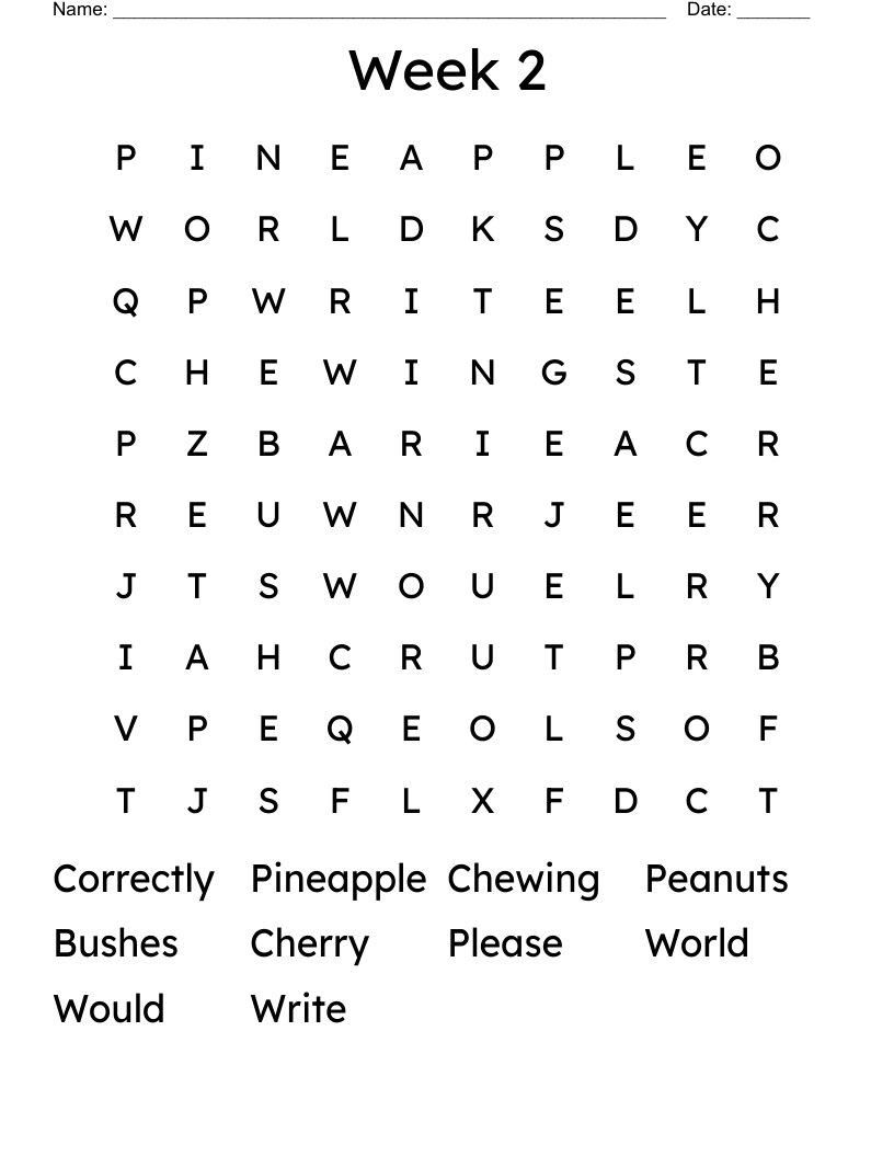 Week 2 Word Search - WordMint