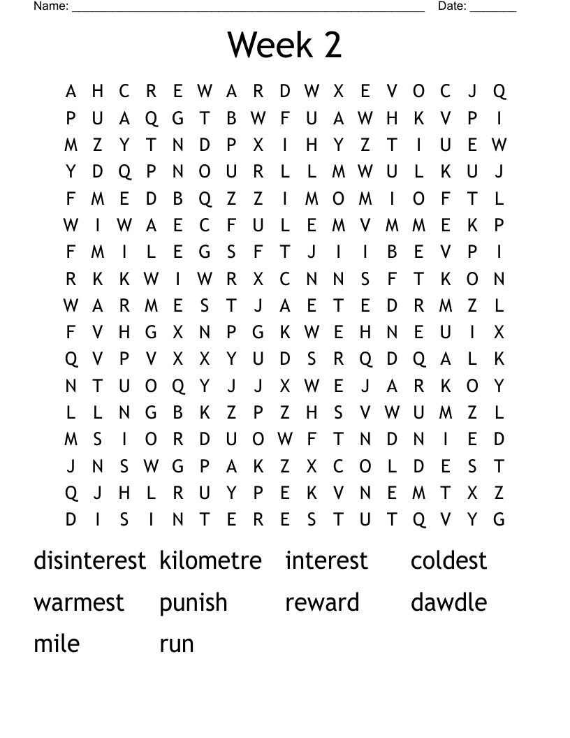 Week 2 Word Search - WordMint