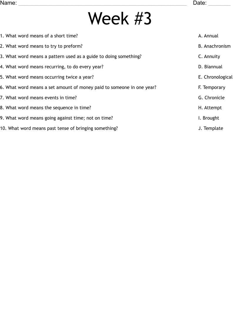 Week #3 Worksheet - WordMint