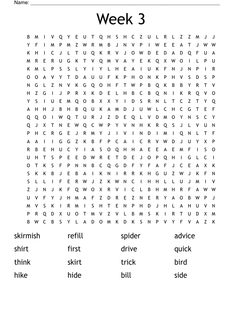 Week 3 Word Search - WordMint