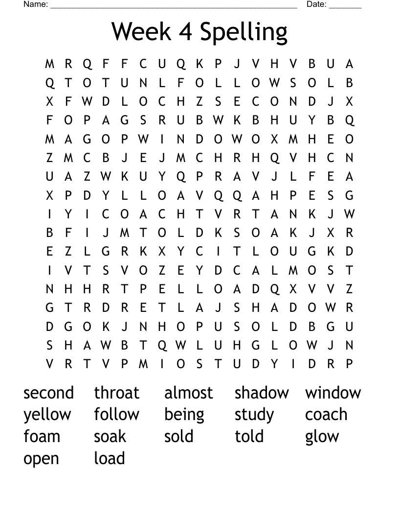 Week 4 Spelling Word Search WordMint