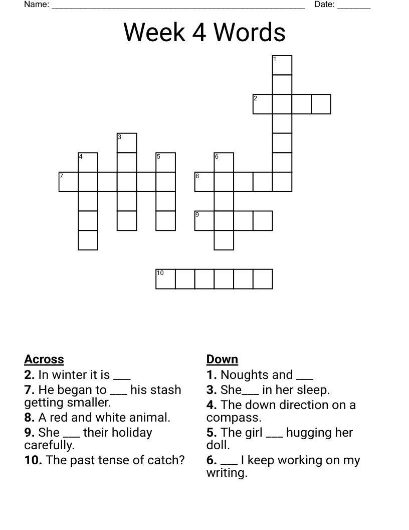Week 4 Words Crossword - WordMint