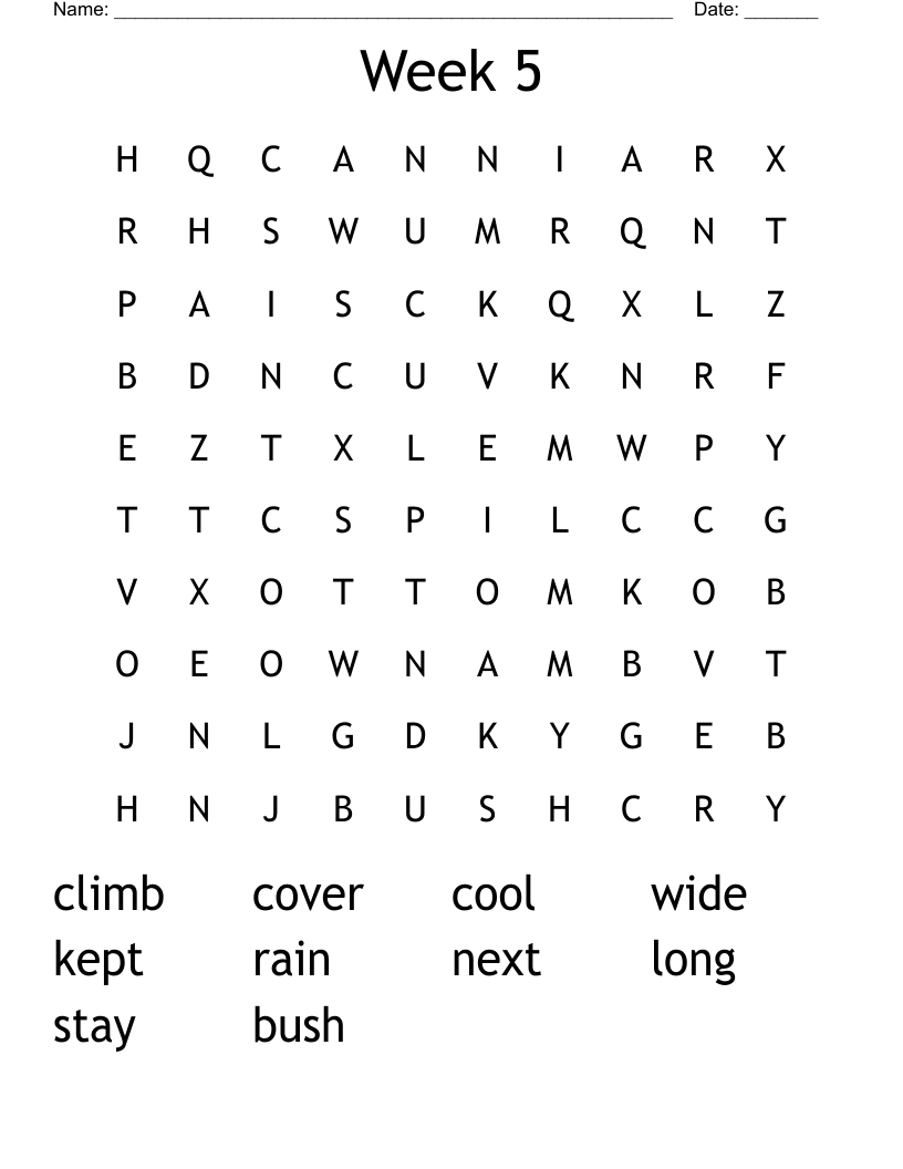 Week 5 Word Search - WordMint