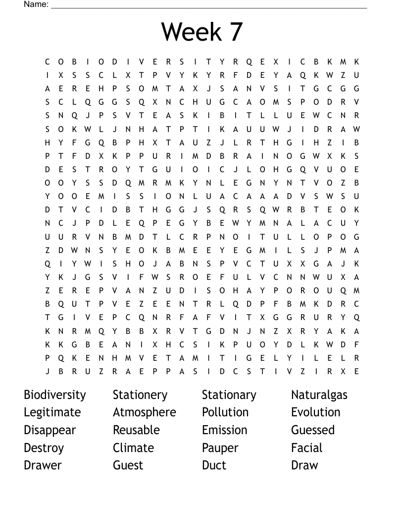 Week 7 Word Search - WordMint