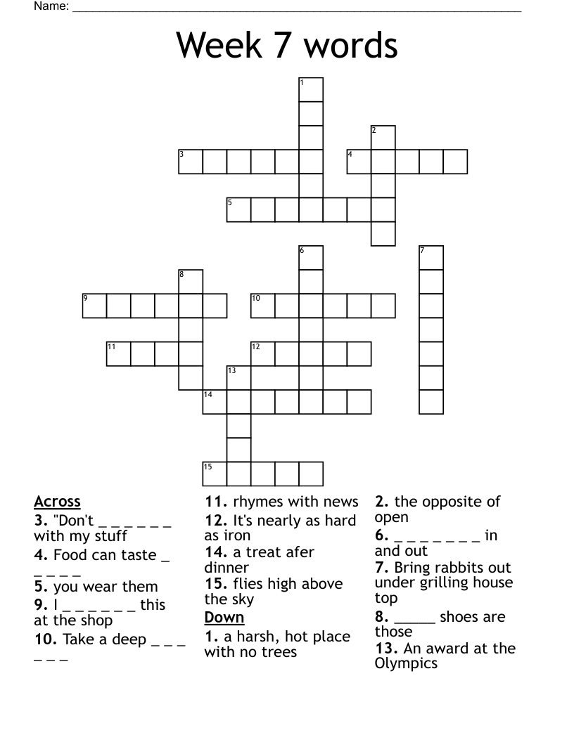 Week 7 words Crossword - WordMint