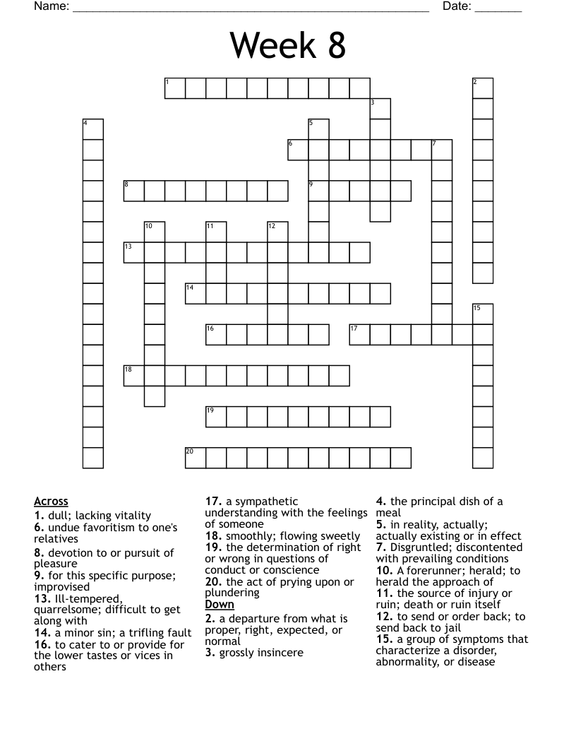 Week 8 Crossword - WordMint