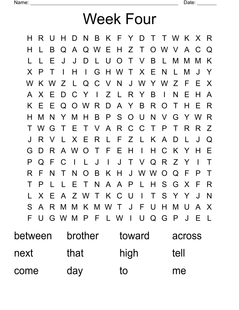Week Four Word Search - WordMint
