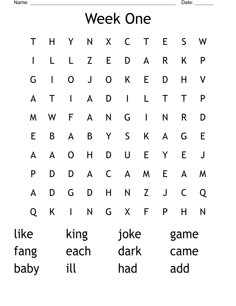 Week One Word Search - WordMint