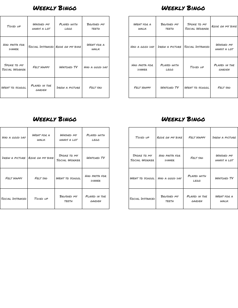 Weekly Bingo - WordMint