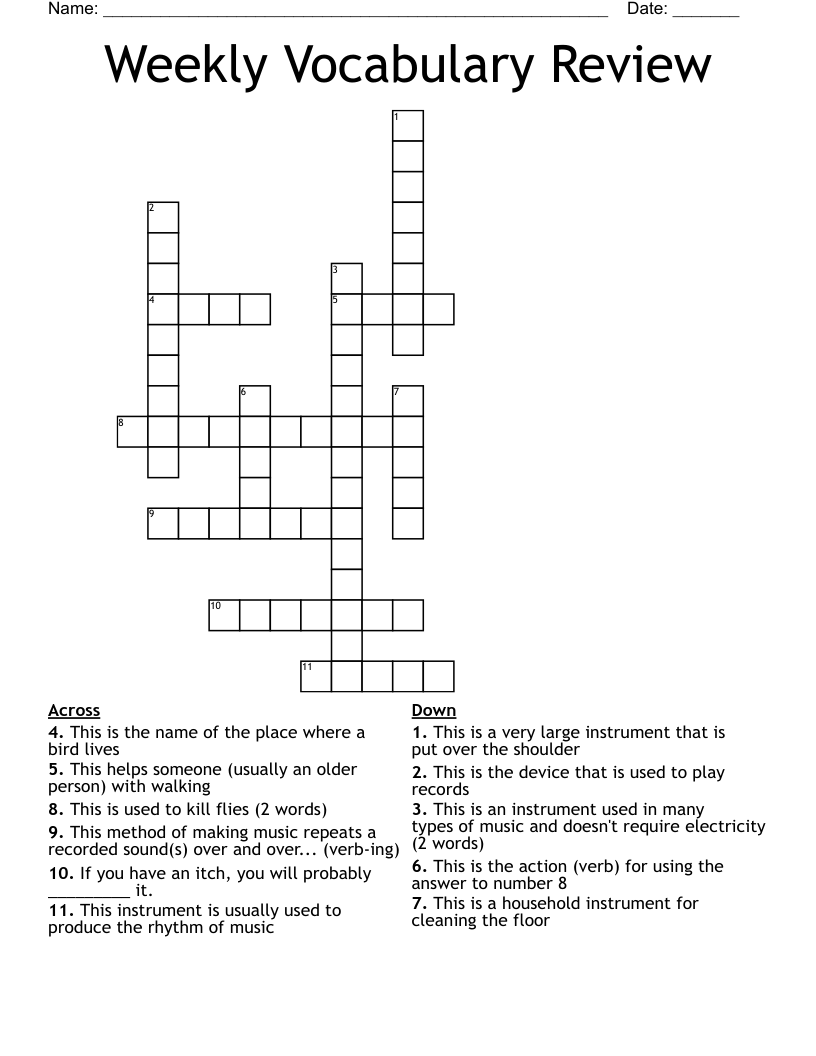Weekly Vocabulary Review Crossword - WordMint