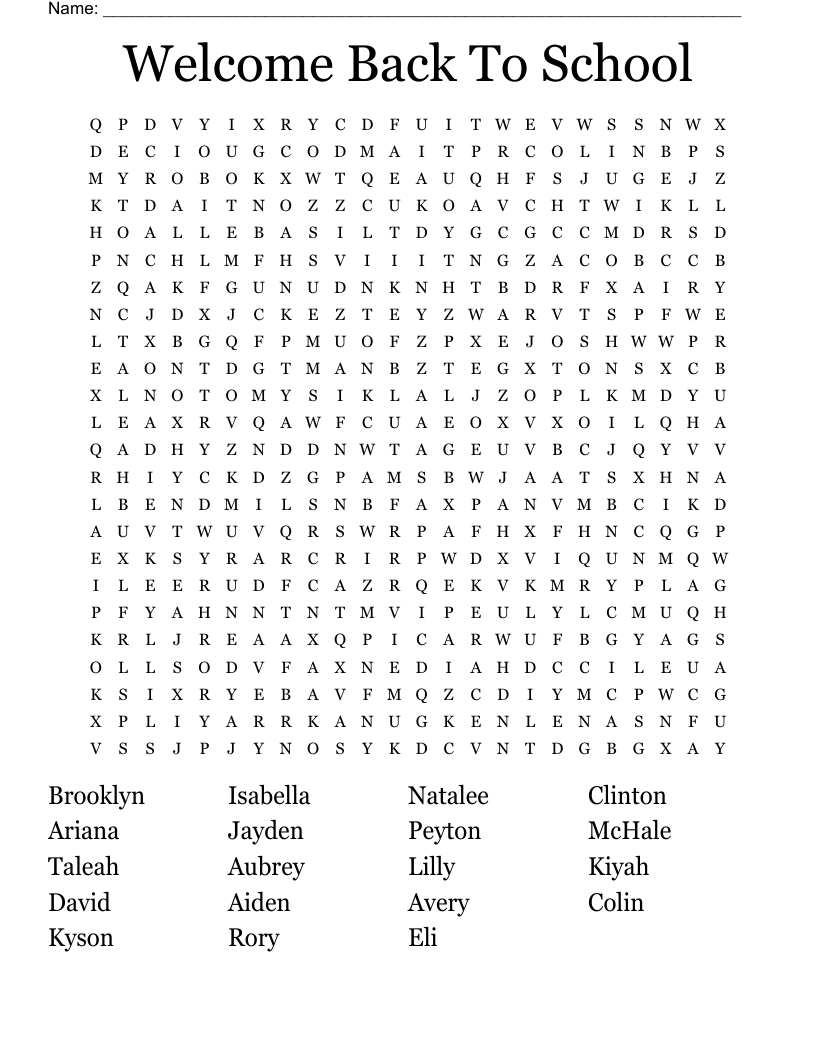 Welcome Back To School Word Search WordMint