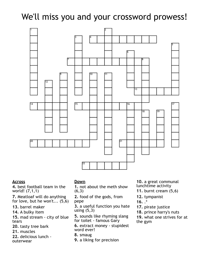 We ll Miss You And Your Crossword Prowess WordMint
