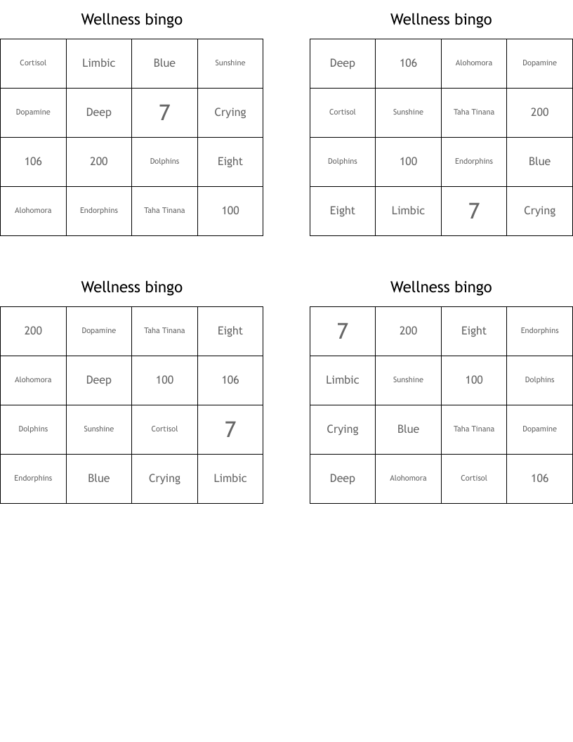 Wellness bingo - WordMint