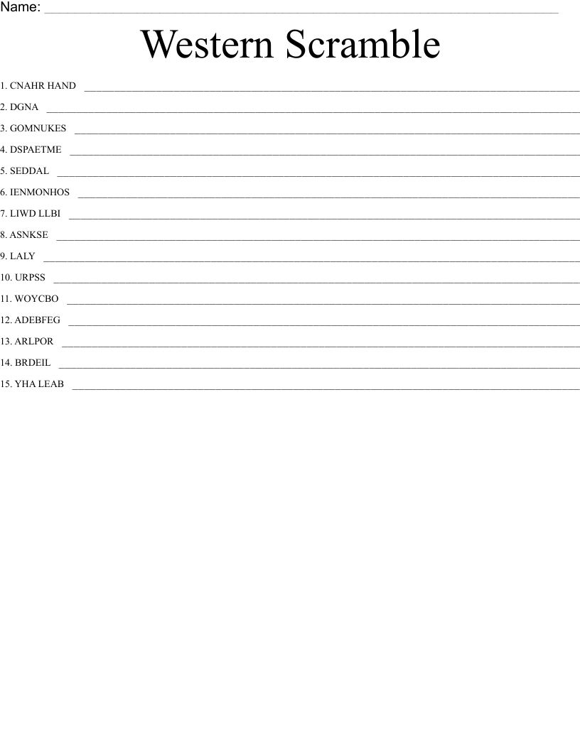 Western Scramble - WordMint