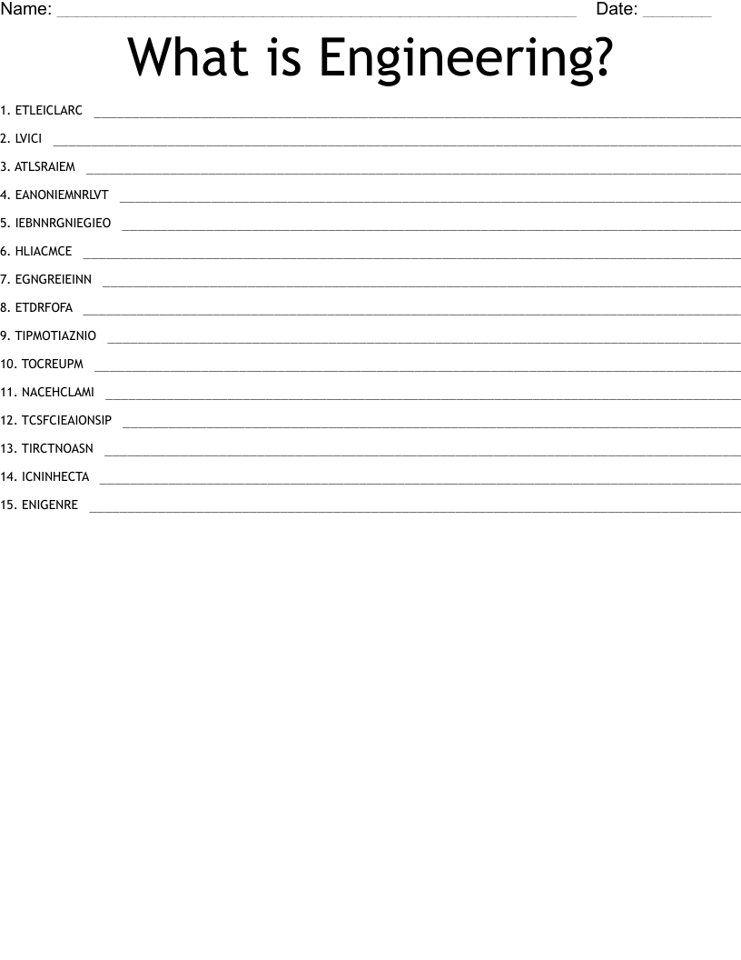 What is Engineering? Word Scramble - WordMint