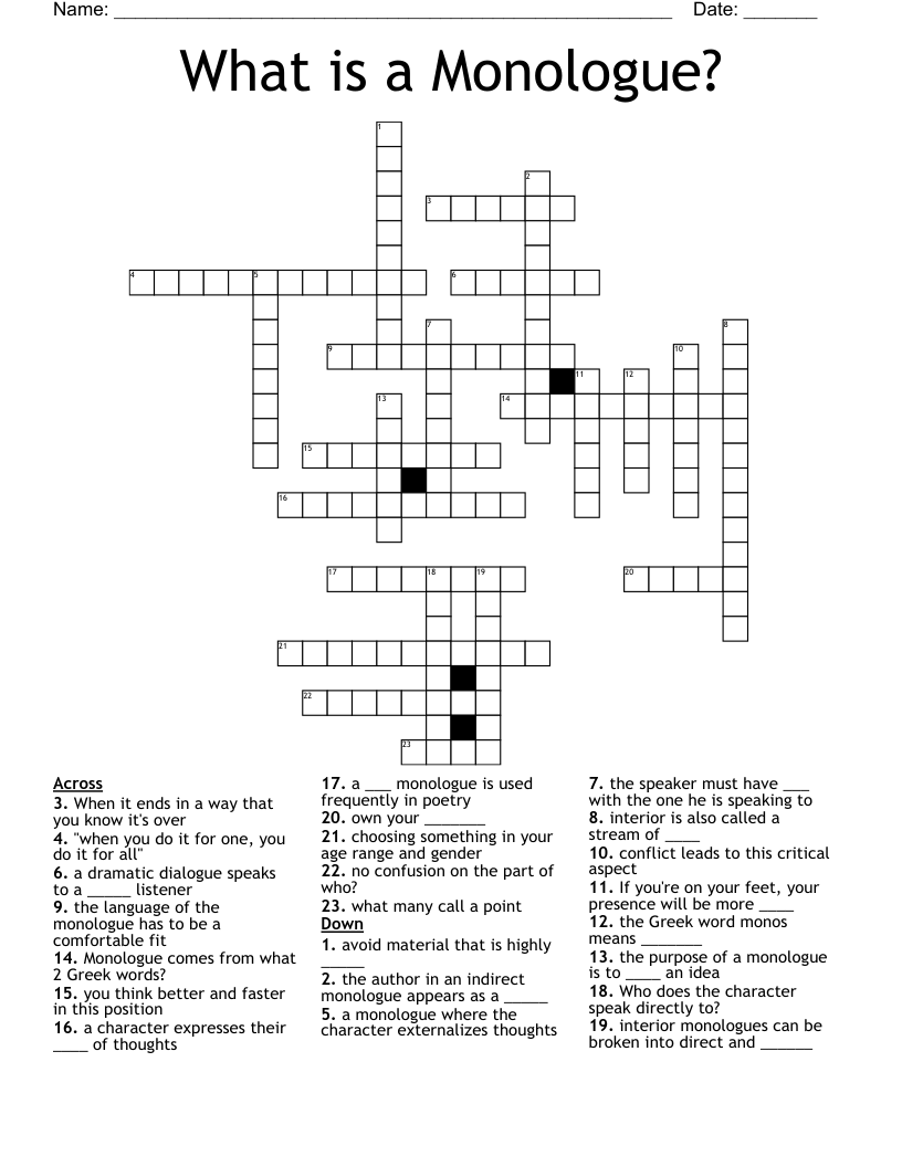What Is A Monologue Crossword WordMint