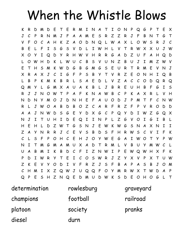 When the Whistle Blows Word Search - WordMint