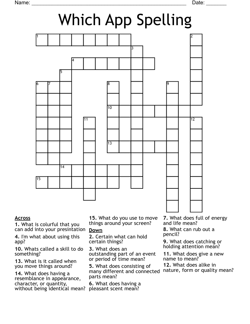 Which App Spelling Crossword - WordMint