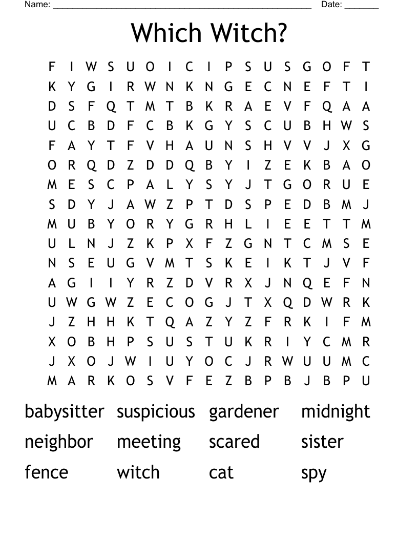 Which Witch? Word Search - WordMint
