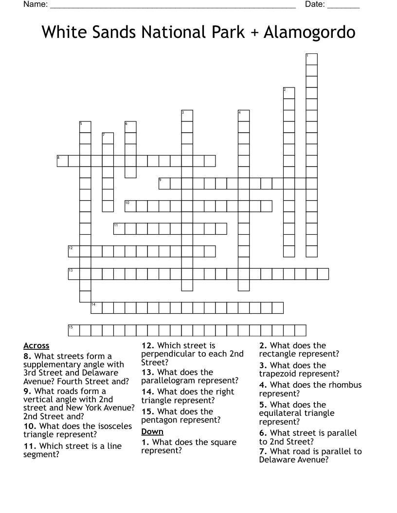 White Sands National Park + Alamogordo Crossword - WordMint