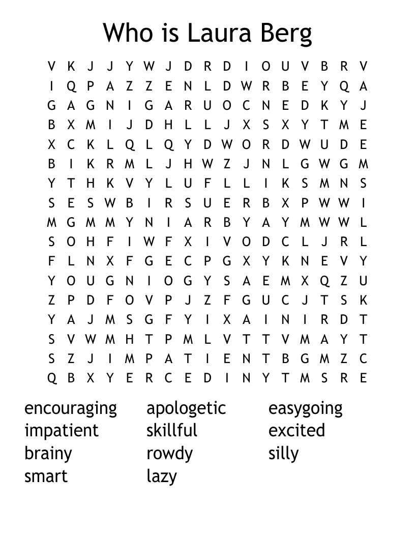 Who is Laura Berg Word Search - WordMint
