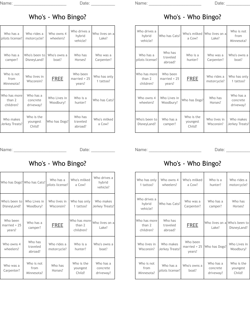 Who's - Who Bingo? - WordMint
