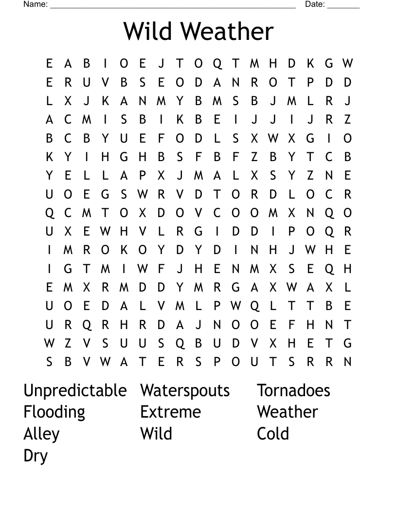 Wild Weather Word Search - WordMint
