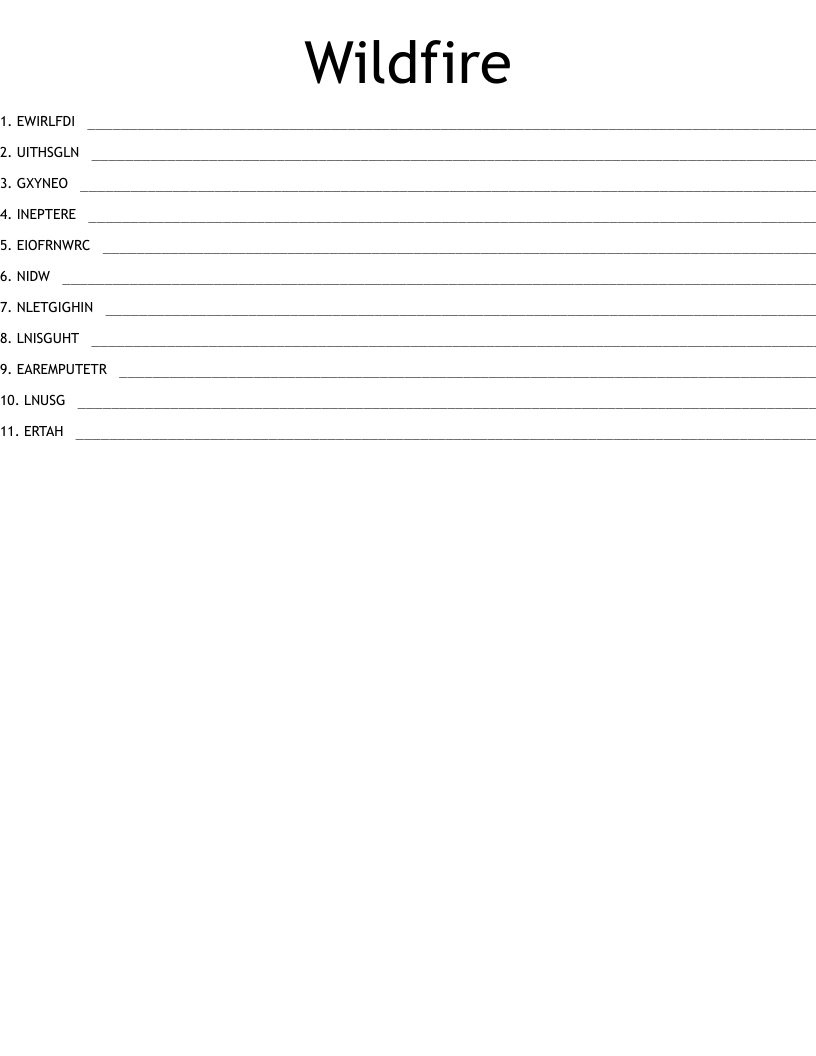 Wildfire Word Scramble - WordMint