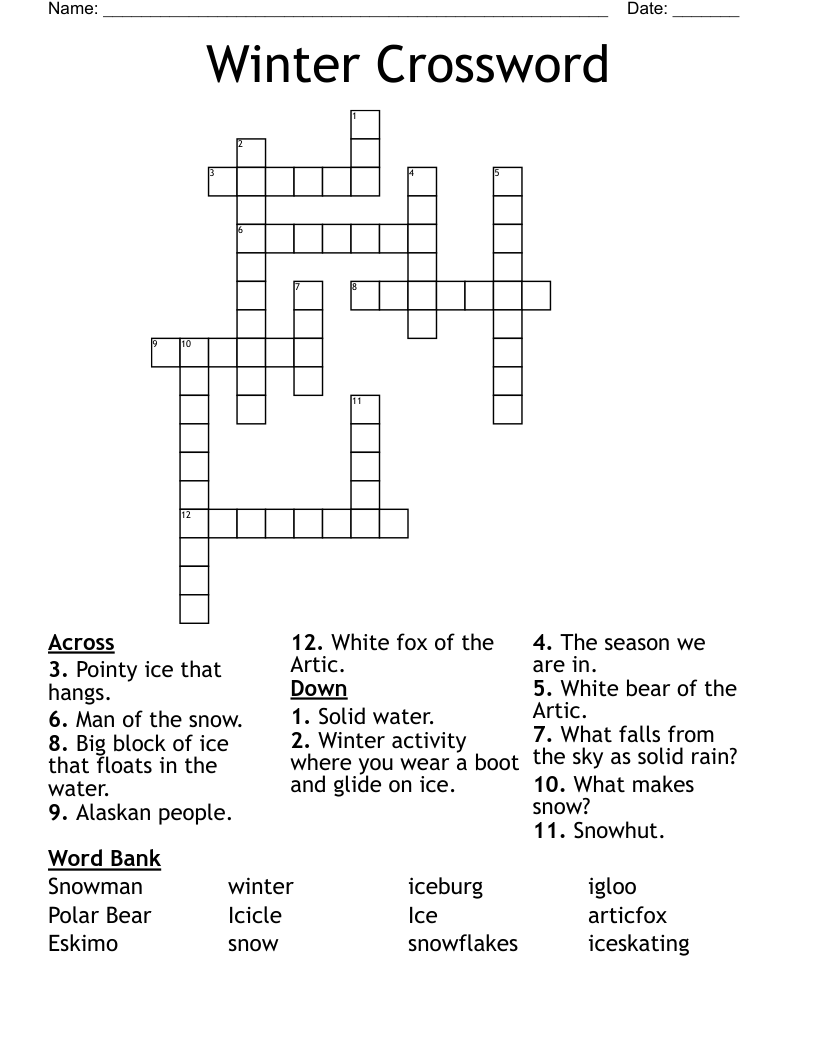 Winter Crossword - WordMint