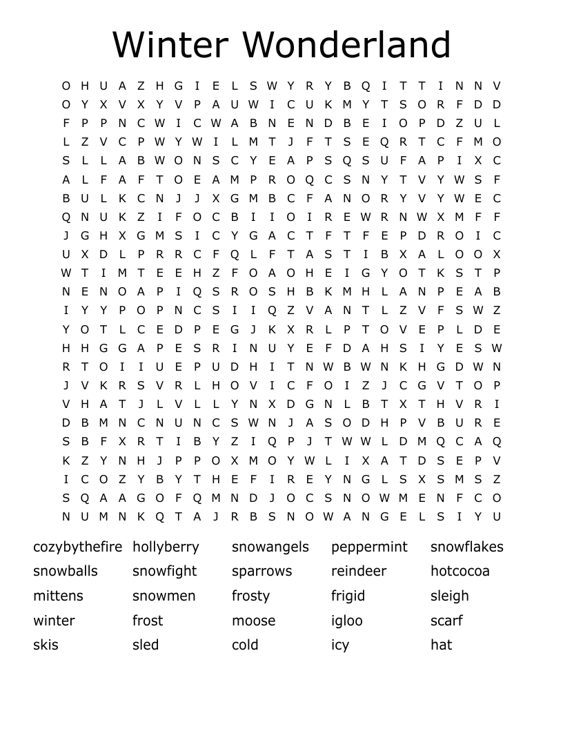 Winter Wonderland Word Search - WordMint