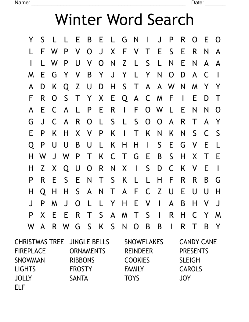Winter Word Search - WordMint