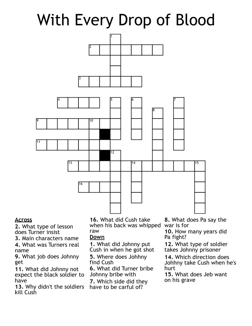 With Every Drop of Blood Crossword - WordMint