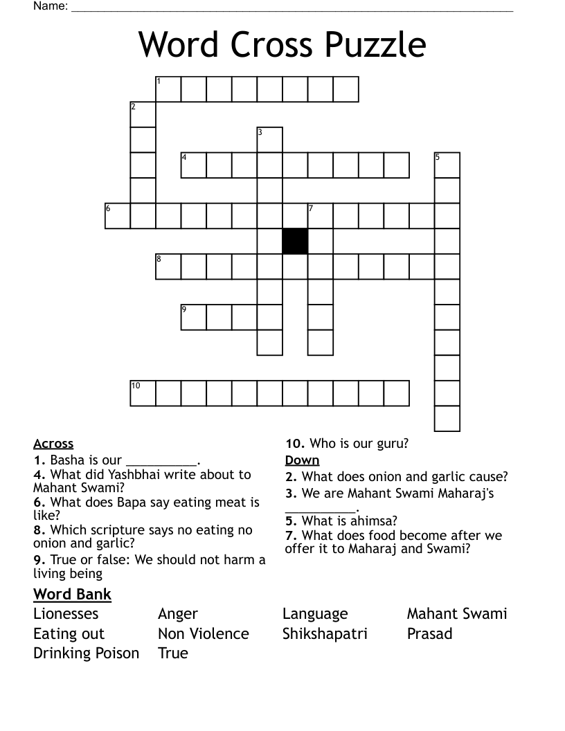 Word Cross Puzzle Crossword WordMint
