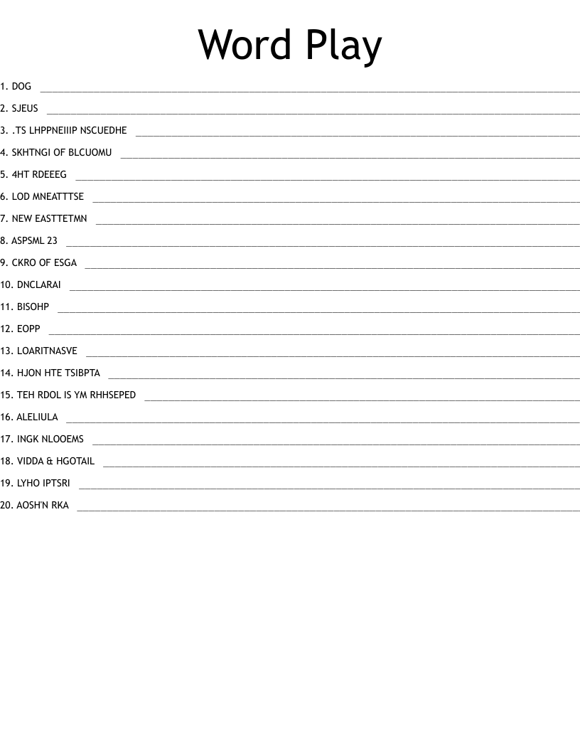 Word Play Word Scramble - WordMint