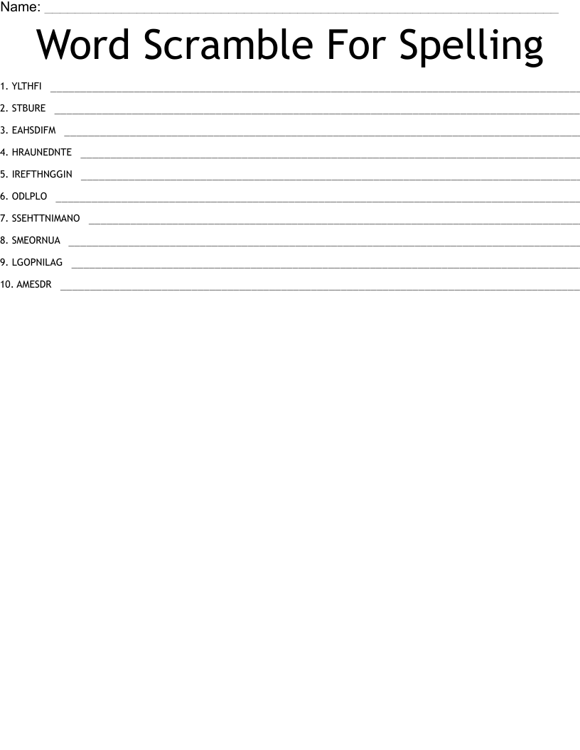 Word Scramble For Spelling - WordMint