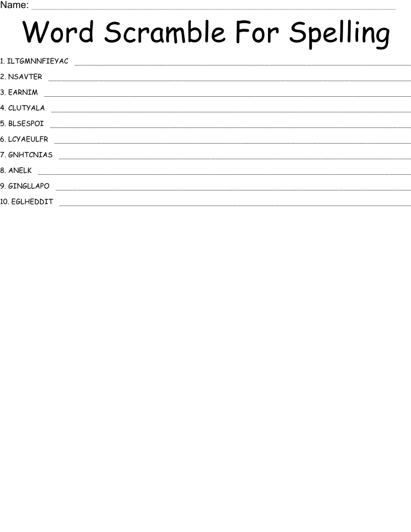 Word Scramble For Spelling - WordMint