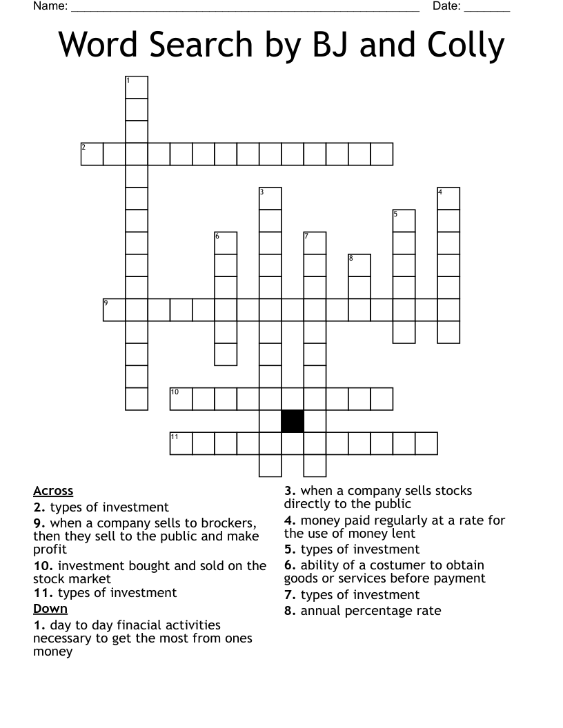 Word Search by BJ and Colly Crossword - WordMint