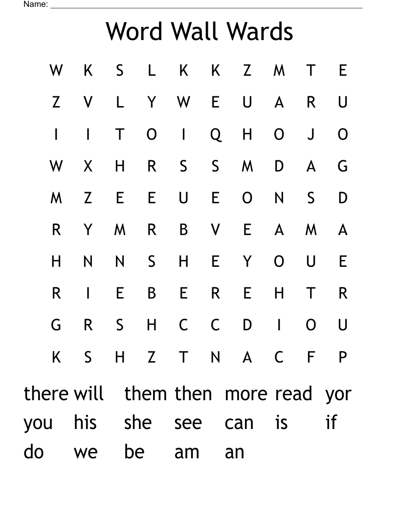 Word Wall Wards Word Search - WordMint