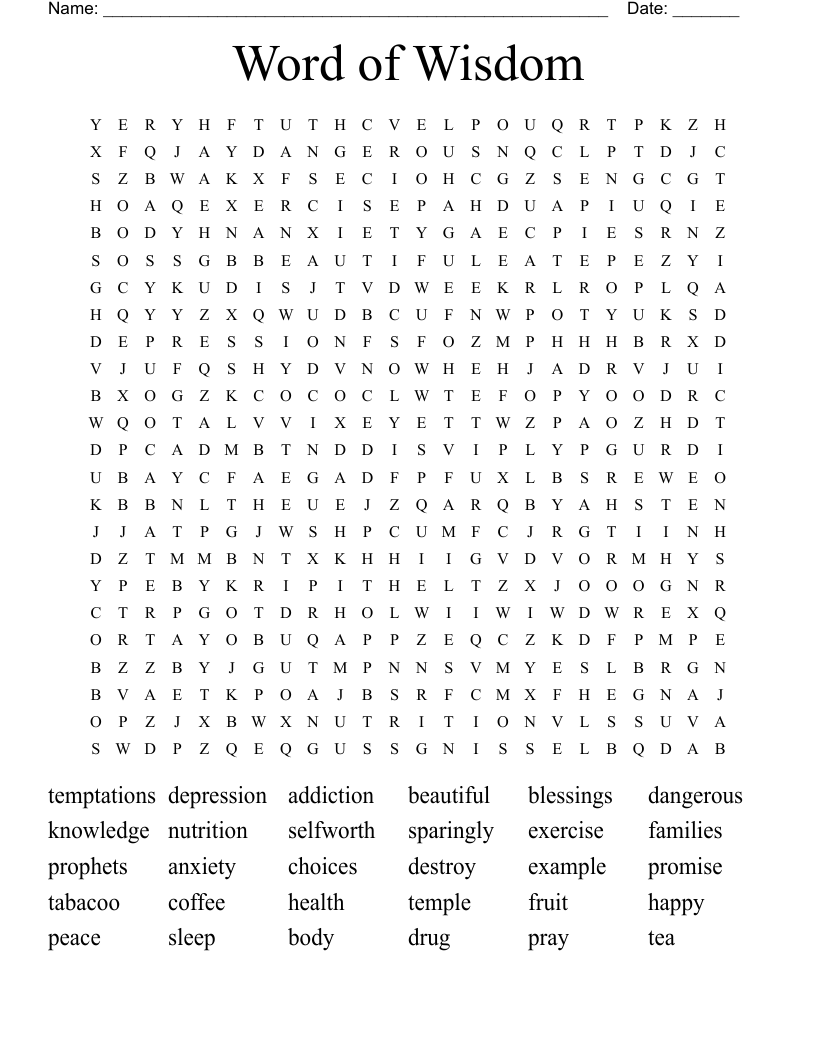 Word of Wisdom Word Search - WordMint