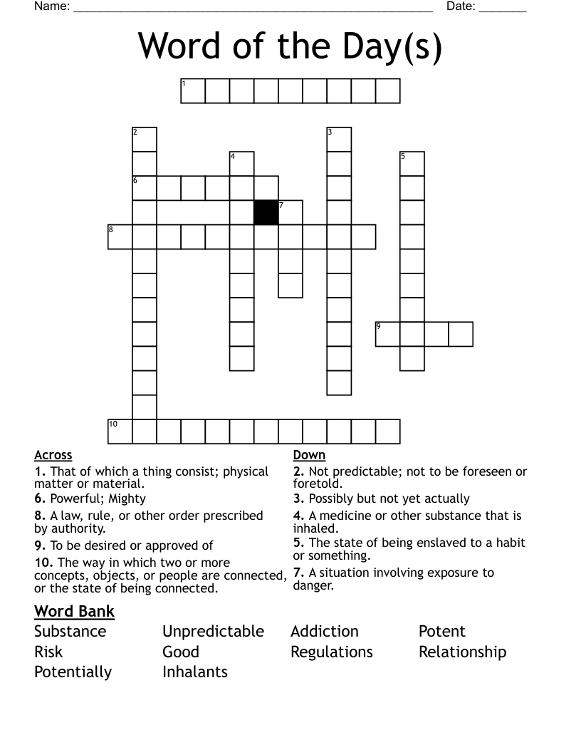 Word of the Day(s) Crossword - WordMint