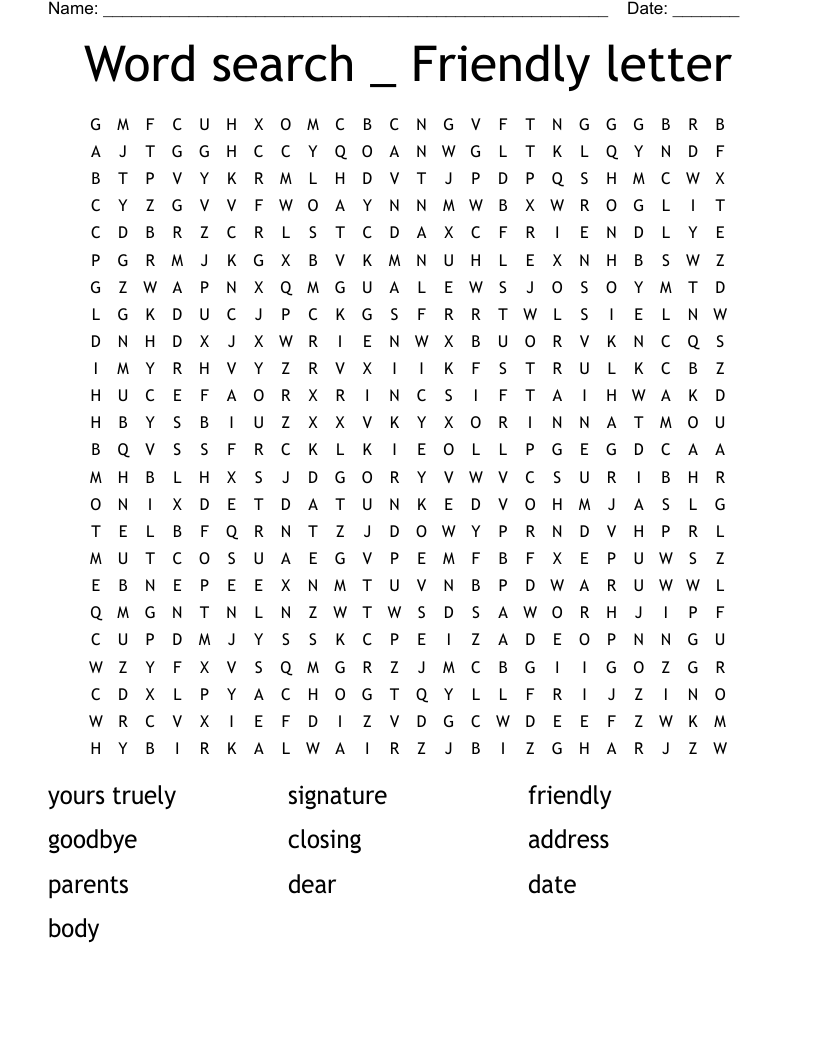 Word search _ Friendly letter - WordMint