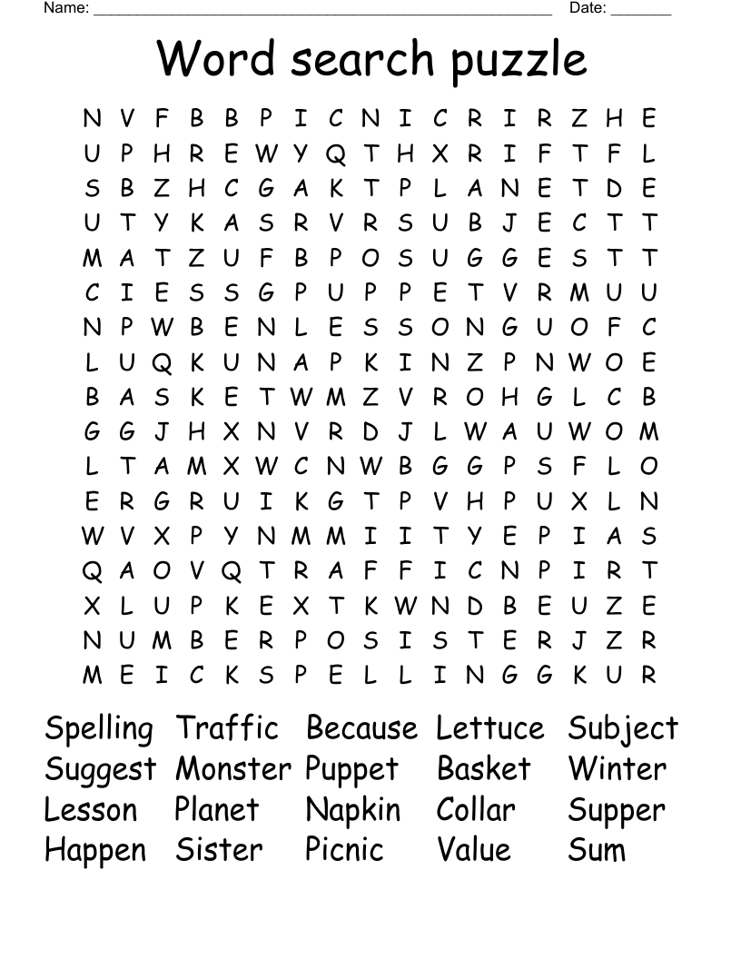 Word Search Puzzle WordMint