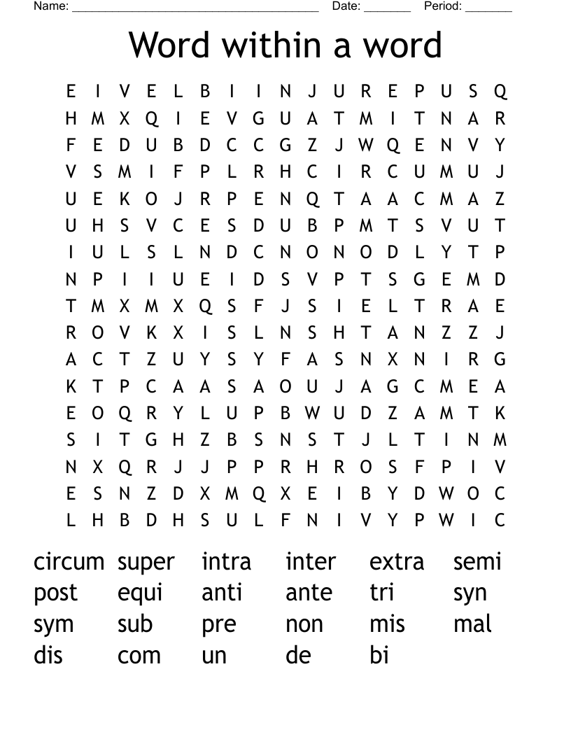 Word Within A Word Word Search WordMint