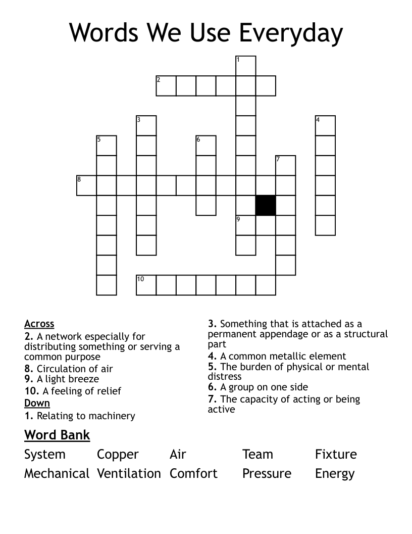 Words We Use Everyday Crossword - WordMint