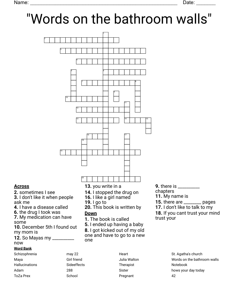  Words On The Bathroom Walls Crossword WordMint