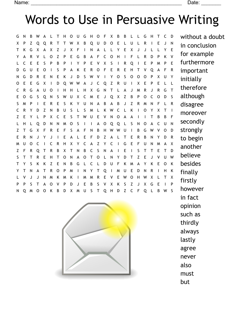 Persuasive Writing Word Search WordMint