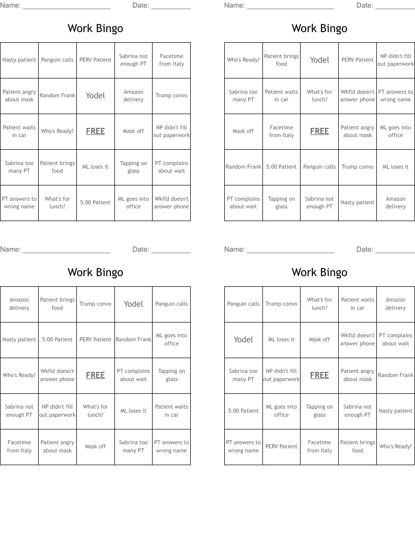 Work Bingo - WordMint